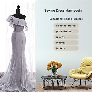 Encomle Dress Form Female Mannequin Torso, Height Adjustable Mannequin Body with Stand for Sewing, Display, Black