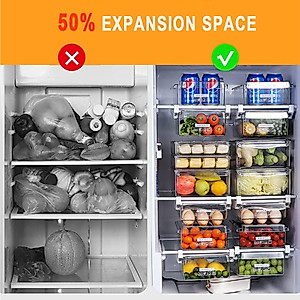 SDFNBRA Refrigerator Organizer Bins, Fridge Drawer Organizer, Clear Plastic Container Drawer for Fridge, Home Essentials Organization and Storage Box for Kitchen Cabinet Pantry
