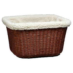 PetSafe Happy Ride Wicker Bicycle Basket for Dogs and Cats - Stylish Weather Resistant Wicker Material - Comfortable, Easy to Clean Soft Liner - Removable Sun Shield Included - for Pets up to 13 lb