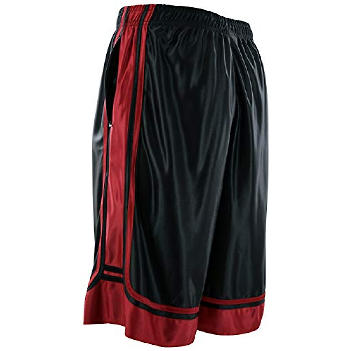 ChoiceApparel Mens Two Tone Training/Basketball Shorts with Pockets (S up to 4XL) (4XL, Zipper-Black/Red)