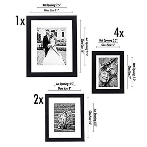 Americanflat 10-Piece Black Picture Frame Set | Includes Sizes 8x10, 5x7, and 4x6. & 7 Pack Gallery Wall Set | Displays One 11x14, Two 8x10, and Four 5x7 inch photos