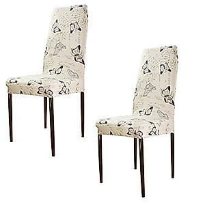 Hooshing Chair Covers Butterfly Stretch Washable Durable for Dining Room Set of 2