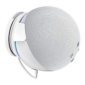 PlusAcc Wall Mount for Echo Dot 5th - Echo Dot 5 Generation Wall Holder Stand Hanger, Space-Saving Alexa Echo Dot 5th Gen Accessories Built-in Cable Management (White)