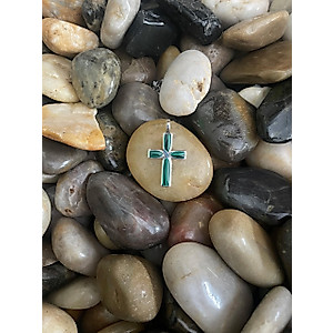 Jewelry Trends Sterling Silver Cross Pendant with Green Created Malachite Stone