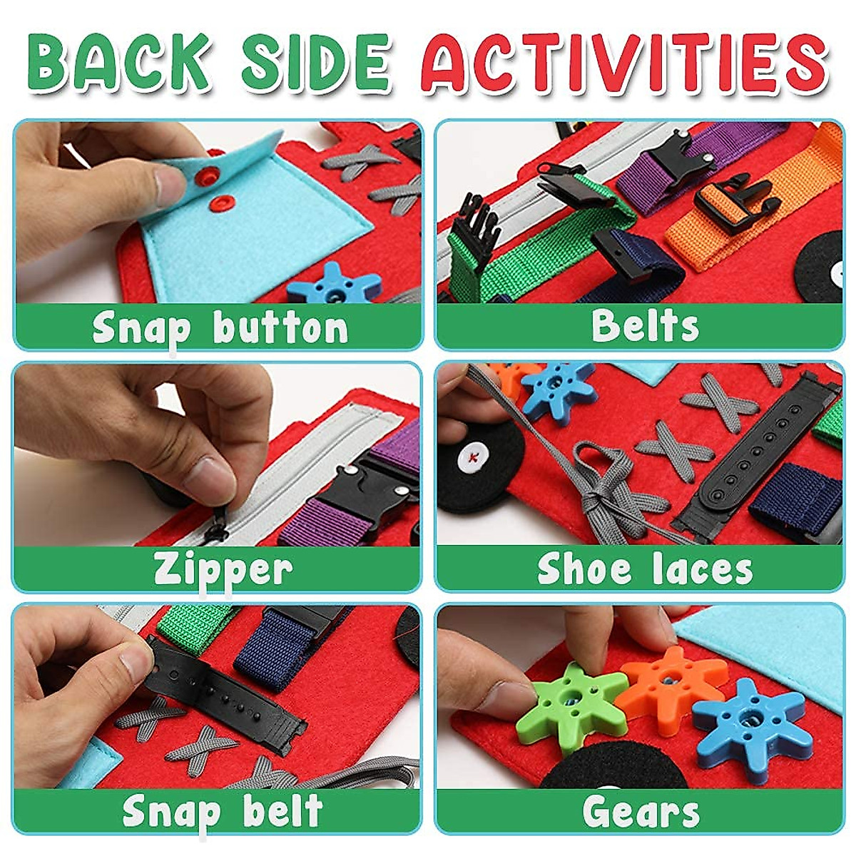 Busy Board, Montessori Toddler Activity Board, Sensory Board for Learning Fine Motor Skills, Car Ride Activities for Toddlers, Travel Toys for Plane, Valentines Gift for Kids, Birthday Gifts