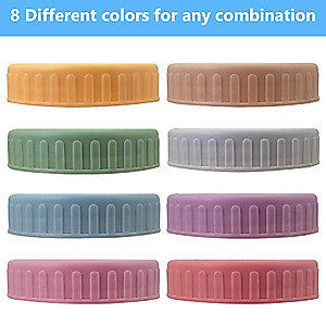 CJPSL Plastic Mason Jar Lids (8PCS) - Macaron Color Mason Jar Lids for Mason Jars, Ball Jars, Kerr Jars, etc. with Silicone Rings，Thickened and leakproof, Reusable Jar Lid Tops. (Regular mouth 70 mm)