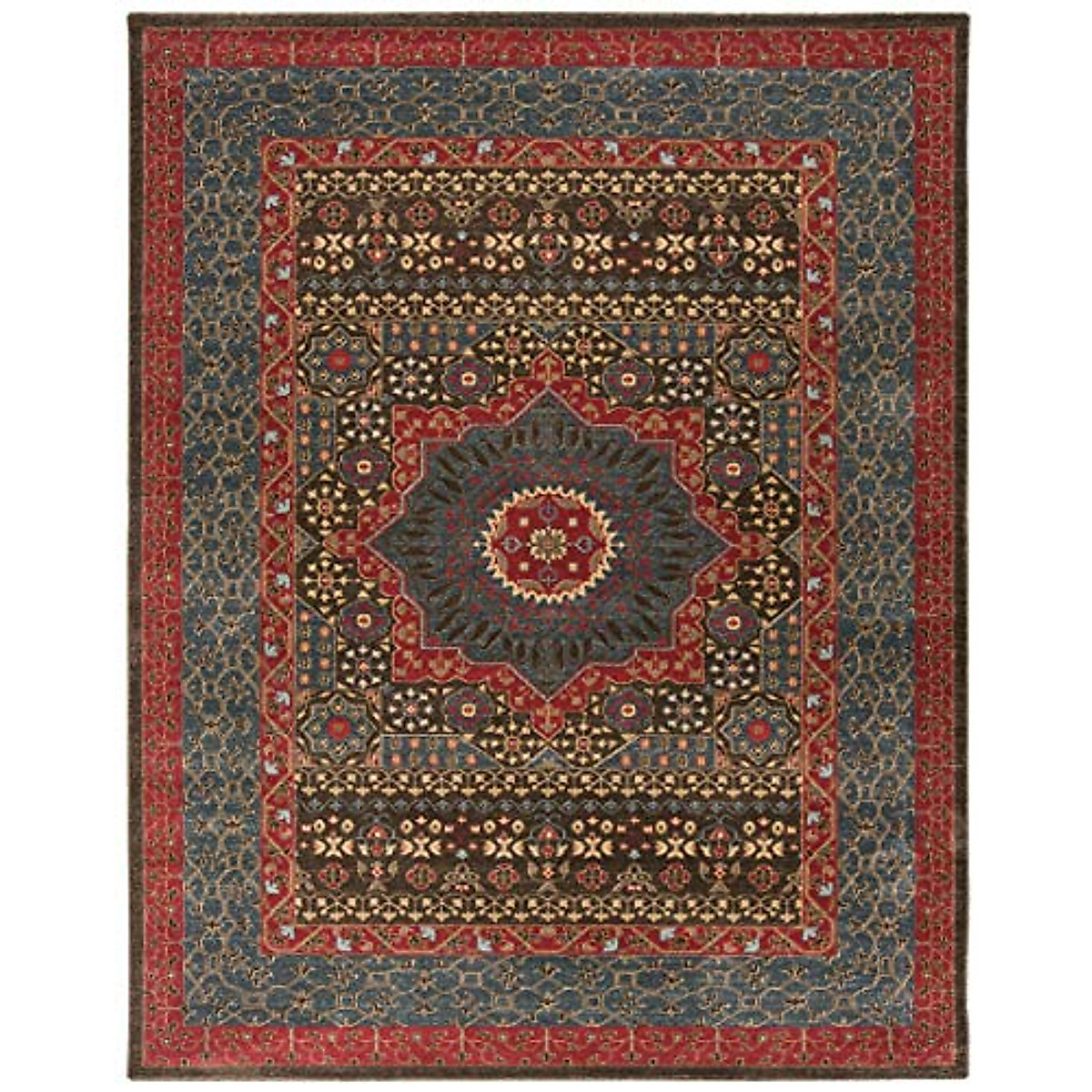 SAFAVIEH Mahal Collection Area Rug - 10' x 14', Navy & Red, Traditional Oriental Design, Non-Shedding & Easy Care, Ideal for High Traffic Areas in Living Room, Bedroom (MAH620C)
