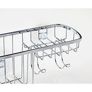 iDesign Gia Polished Stainless Steel Bathroom Suction Combo Organizer Basket - 11" x 4.25" x 4"