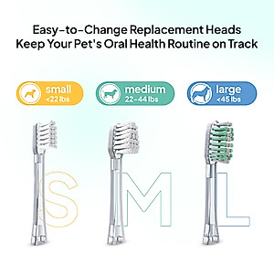 Petsie Dog Toothbrush Replacement Heads | 2 Pack | Replace Every Three Months | Reduces Bad Breath | Compatible with Petsie Toothbrush Only (White, Medium Dogs)