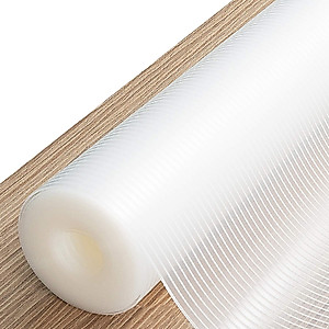 SinhRinh Drawer and Shelf Liner, 17.5IN x 20FT Non Slip Non Adhesive Cabinet Liner for Kitchen and Desk - Clear Ribbed