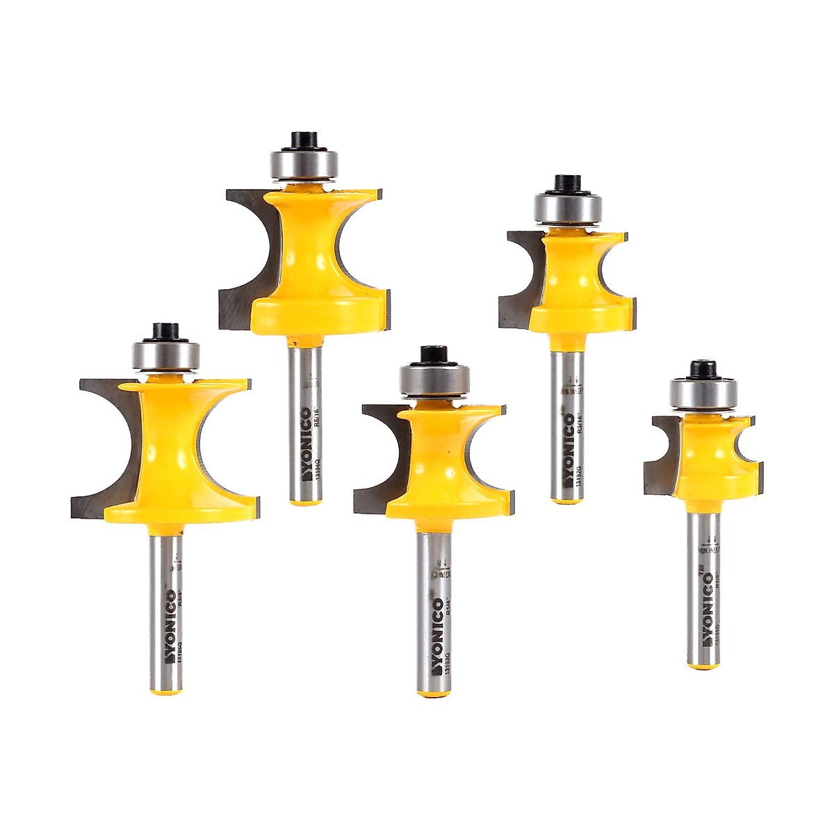 YONICO Bullnose Beading Router Bits Set 5 Bit 1/4-Inch Shank 13516q