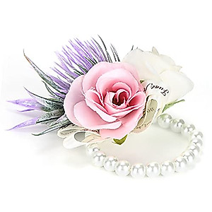 Xnferty Wrist Flower, Corsage Wristlet Corsages Bridal Bridesmaid Corsage Wristletfor Wedding Party(Pink)