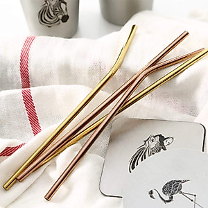 100Pcs Reusable Metal Straight Straw in Bulk Order. 265mm Long Rose Gold Drinking Straws Bronze Color Stainless Steel Straws for 20 and 30 oz Tumbler Yeti (10.5" Long, Rose Gold-100pcs Straight)