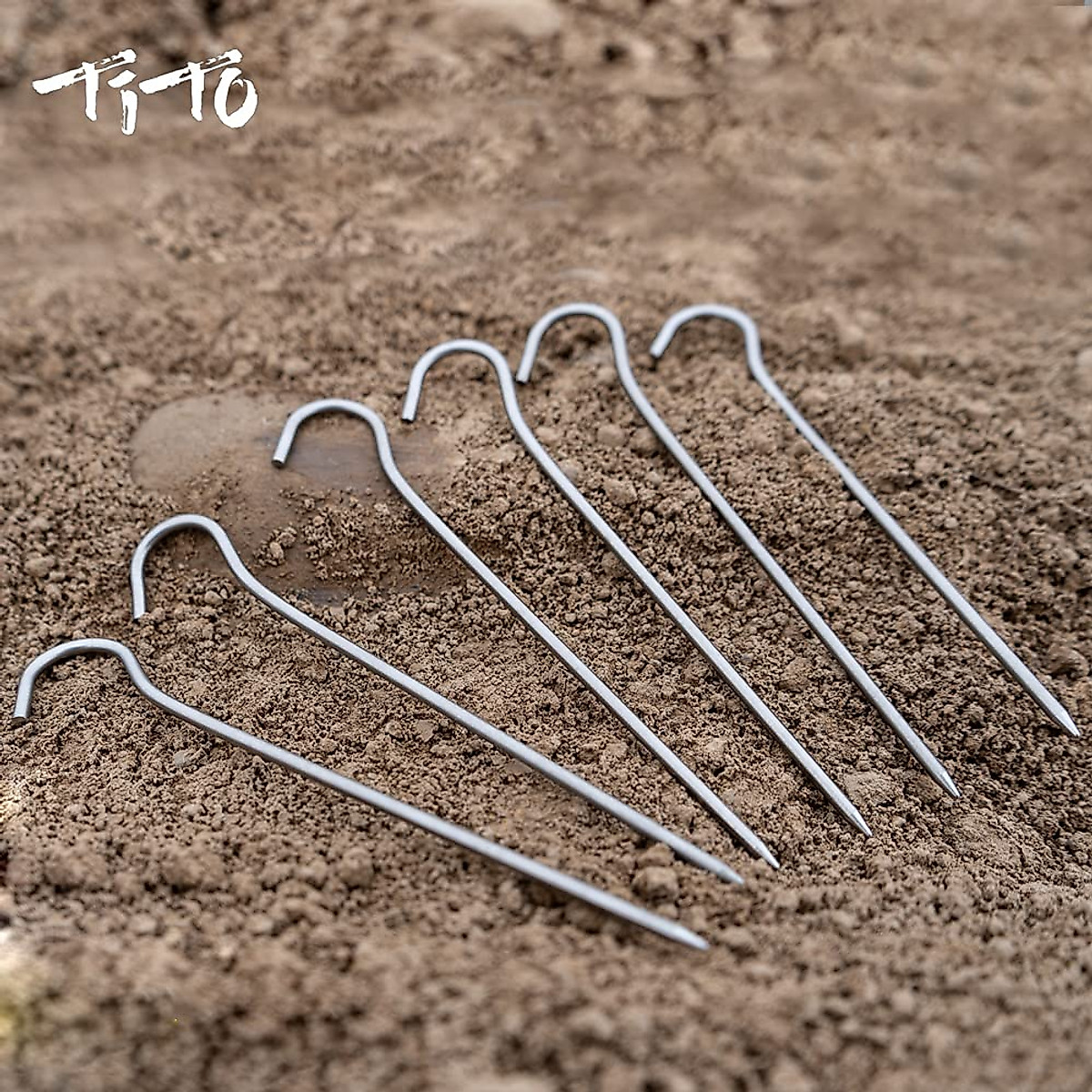TiTo Titanium Shepherd Hook Tent Stakes Tent pegs Tent Stakes Dia 3.5mm and Length 165mm About 8.2G.(6-Pack) (Silver)