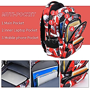 Yvechus School Backpack Casual Daypack Travel Outdoor Camouflage Backpack Christmas Presents for Boys and Girls (AY Camo Red)