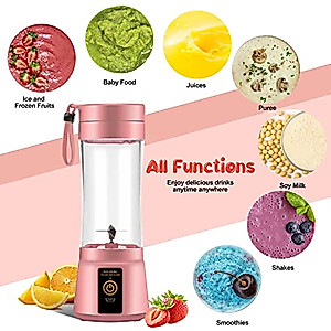SERENITY HAIR SOLUTIONS Portable Blenders | Personal Blender for Shakes and Smoothies, Personal Size Blenders with Rechargeable USB, 380Ml Traveling Fruit Veggie Juicer Cup with 6 Blades, Great for Outdoors and Travel Batteries Not Included