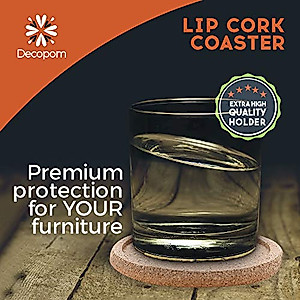 Cork Coasters with Lip for Drinks Absorbent | 12 Set 4 Inch Thick Rustic Saucer with Metal Holder Heat & Water Resistant | Best Reusable Natural Round Coasters for Bar Glass Cup Table
