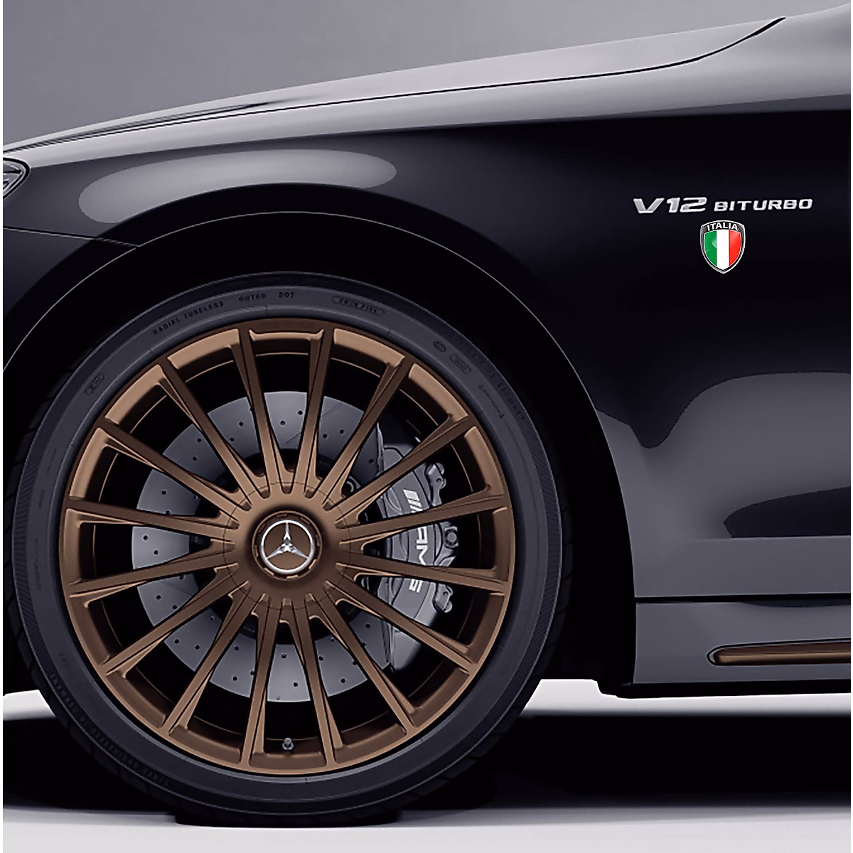 Biomar Labs 2 x 3D Domed Silicone Stickers Decals Car Motorcycle National Italy Italian Flag F 148