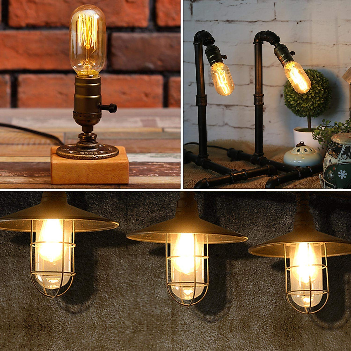 OMAYKEY 2W LED Tubular Bulb 25W Equivalent 250 Lumen, 2700K Warm White E26 Base, Antique Edison T45 Tube Clear Glass Dimmable LED Filament Bulbs, Chandelier Decorative Ceiling Fan Light Bulbs, 8 Pack