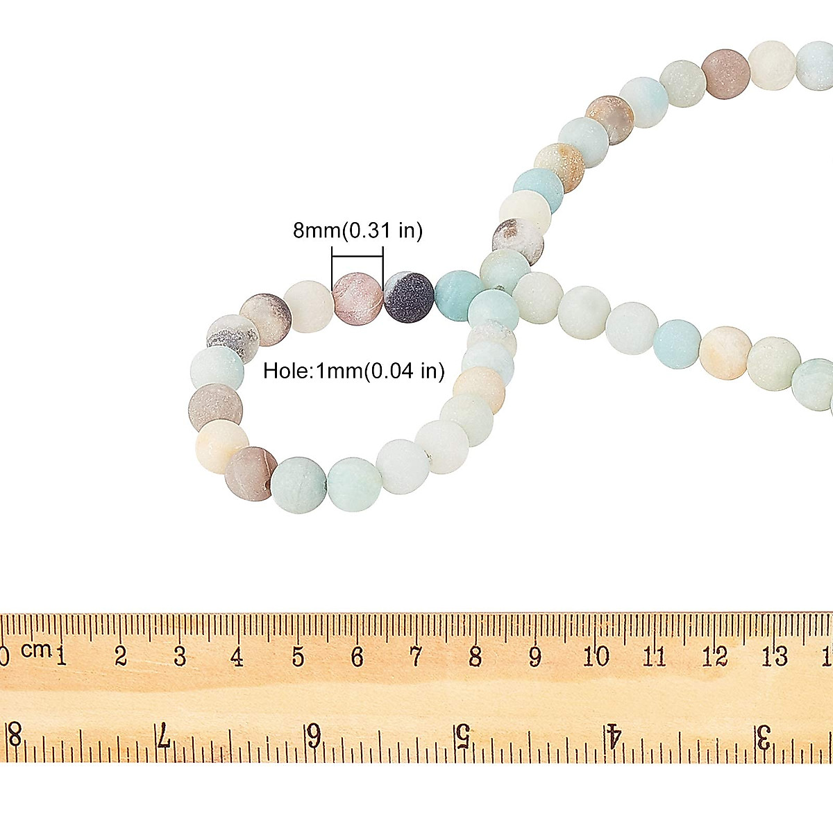 LiQunSweet 45 Pcs Natural Frosted Amazonite Semi-Precious Gemstones Stone Loose Ball Round Gems Beads Bulk for Jewellery Making DIY Material Supplies - 8mm