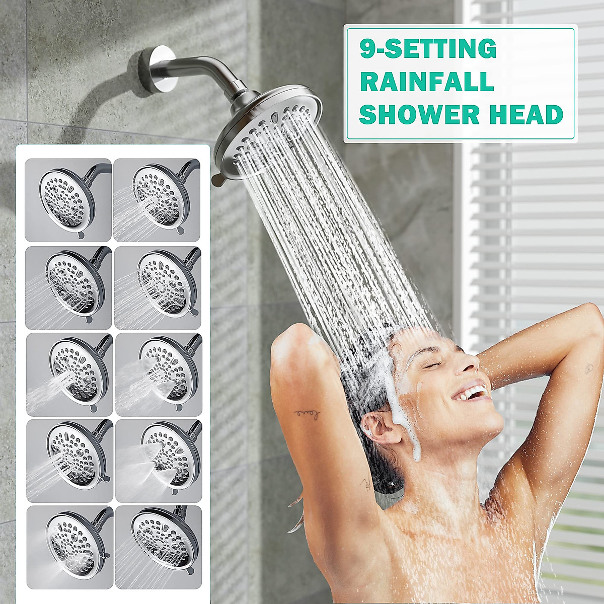 Esnbia Shower Tub Kit, Tub and Shower Faucet Set（Valve Included) with Rain Shower Head and Tub Spout, Single-Handle Tub and Shower Trim Kit,Chrome
