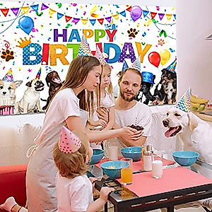 Dog Happy Birthday Backdrop Banner Puppy Photography Background Banner Cartoon Dog Photo Backdrop Birthday Party Decorations for Dog Owner Birthday Party Pet Party Supplies (5.9 x 3.6 Feet)