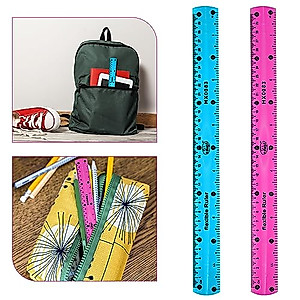 2 Pieces Flexible Ruler, 30cm/12inch Plastic Ruler Shatterproof Straight Edge Ruler Soft Bendable Ruler Clear Ruler for Kids & Adults School Classroom Office (Purple+Blue)