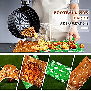 Pajean 100 PCS Football Py Supplies 1.1 lb 50 Paper Food Trays Serving Boats with Grease Resistant Liner Papers Waxed Deli Sheets for Birthday Sport Game Favors Decorations