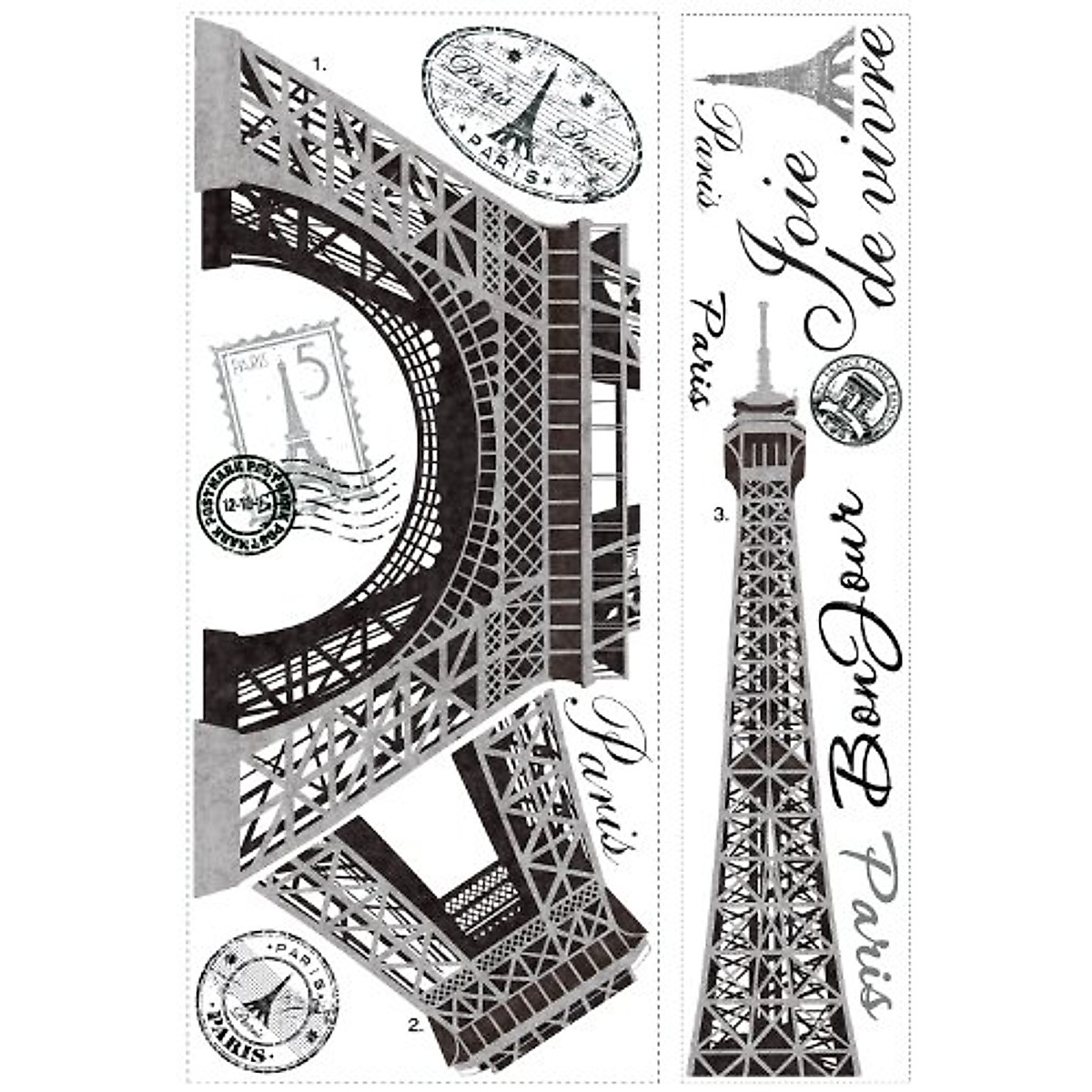 RoomMates RMK1576GM Paris Eiffel Tower Peel and Stick Wall Decal 55.75 inch x 32.5 inch