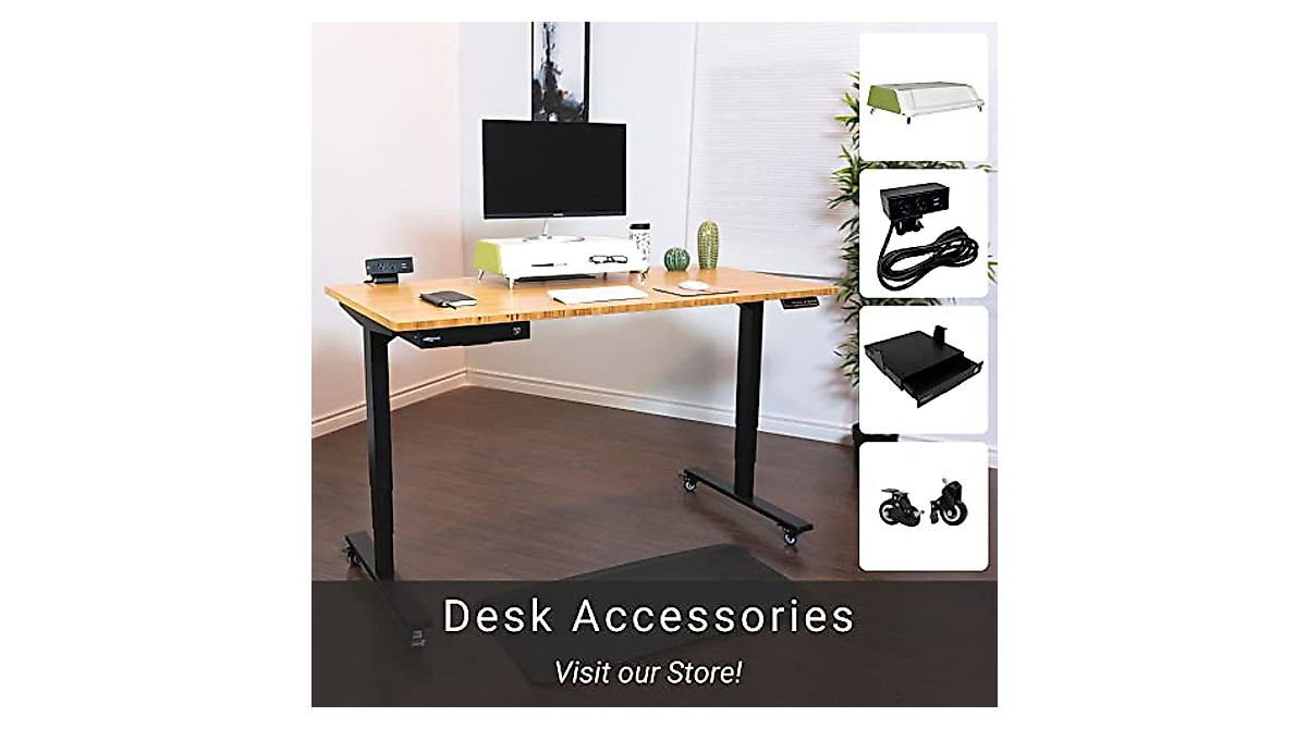Standing Desk Bamboo top 72x30, Electric. Adjustable Height Large Stand ...