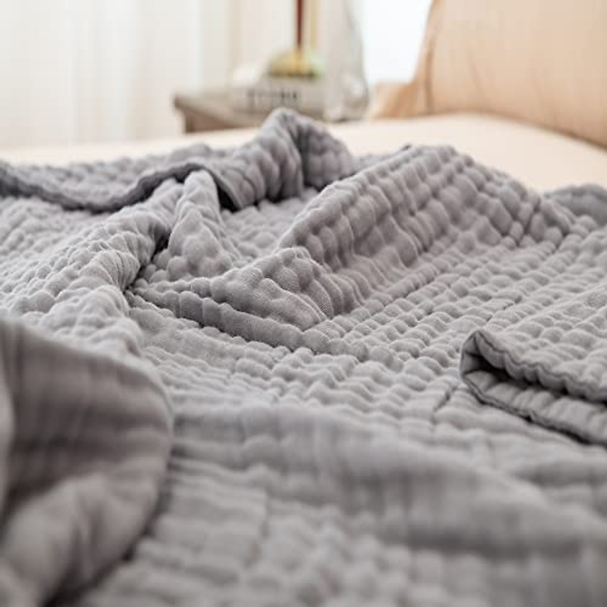 sense gnosis Muslin Throw Blanket for Couch 8-Layer Gauze Blanket Breathable Soft and Lightweight Blankets for Baby and Adults 55"x75", Grey