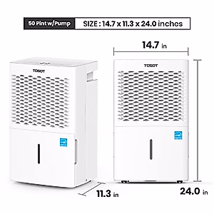 TOSOT 50 Pint with Internal Pump 4,500 Sq Ft Dehumidifier Energy Star - for Home, Basement, Bedroom or Bathroom - Super Quiet (Previous 70 Pint)