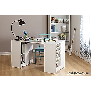 South Shore Artwork Craft Table with Storage, Pure White