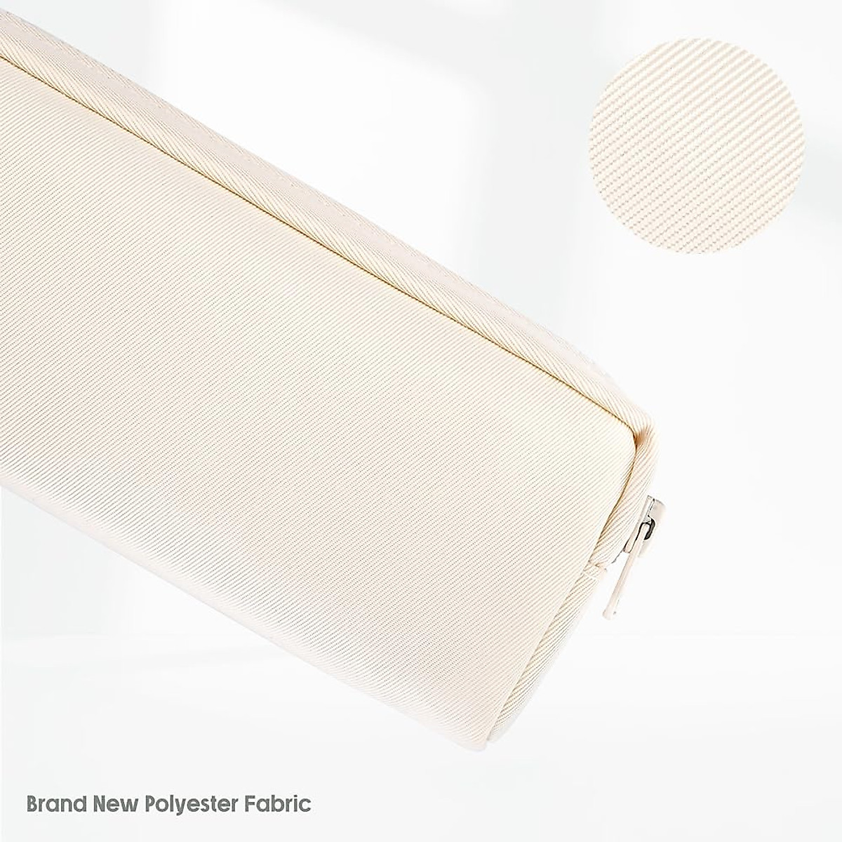 DOBMIT Big Capacity Pencil Case, Pure Color Pen Pouch with Zipper Stationary Storage Bag for Adult Students Officers, Cream White