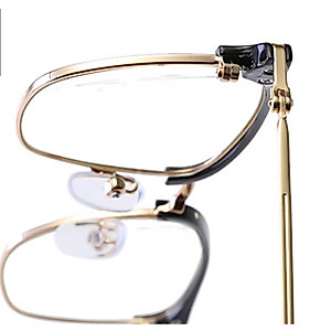 Shiratori Vintage Retro Half Frame Horn Rimmed Optics 43mm Clear Lens Glasses Gold