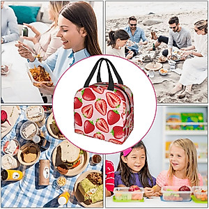 Fashion Strawberry Lunch Box Travel Bag Picnic Bags Insulated Durable Shopping Bag Back To School Reusable Waterproof Bags For Man Woman Girls Boys