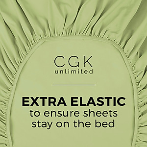 CGK Unlimited King Size Fitted Bed Sheet- Hotel Luxury- Fits Mattress Up to 16"- Soft, Wrinkle Free, Breathable Sheet for Women, Men, Kids & Teens- Light Olive Green