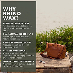 Rhino Wax - Leather Cleaner (8 oz) - Premium Leather Cleaner for Furniture, Handbags, Shoes, Boot and Car Seat Cleaner - Apply Before Using Leather Oil or Conditioner - 100% Natural