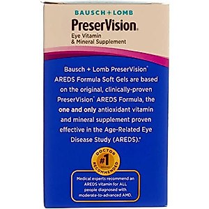 Bausch and Lomb Preservision Eye Vitamin and Mineral Supplements with Areds, 60 sgels