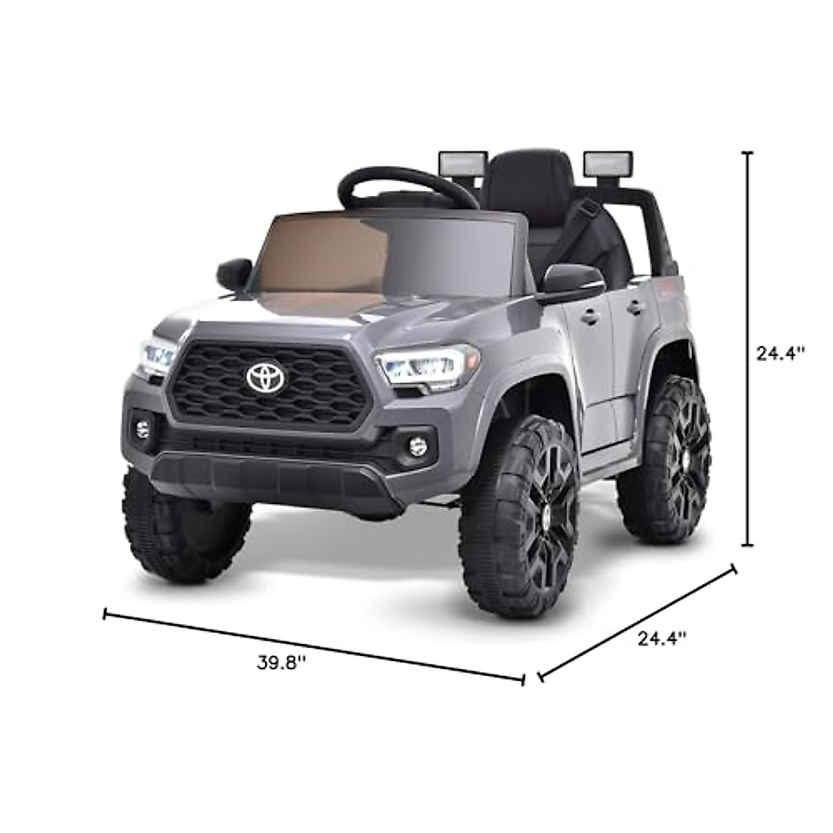 Blitzshark 12V Kids Ride on Car Licensed Toyota Tacoma Battery Powered Motorized Electric Vehicle, with Remote Control, Digital Display, Spring Suspension, Storage Space, Music & FM, Grey
