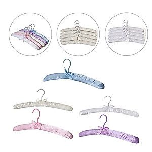 5Pcs Clothing Hangers, Felt Hangers Bride Hanger Padded Hangers Wedding Dress Hanger Anti Slip Fabric Hangers Satin Hangers for Sweaters Dresses Weddings Lingerie, Random Color