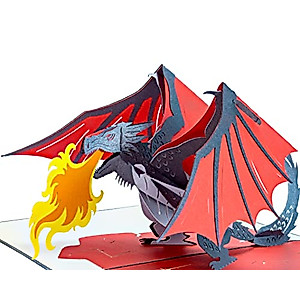 WOWPAPERART Dragon Fire - 3D Pop Up Greeting Card For All Occasions - Birthday, Love, Christmas - Ultimate Card for Dragon Lovers