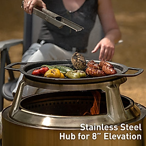 Solo Stove Yukon Cast Iron Grill Cooking Bundle 2.0 | Portable Smokeless Fire Pit, Stand, Grill & Hub, Wood Burning, Removable Ash Pan, Stainless Steel/Cast Iron, H: 26.25in x Dia: 25.75in, 62lbs