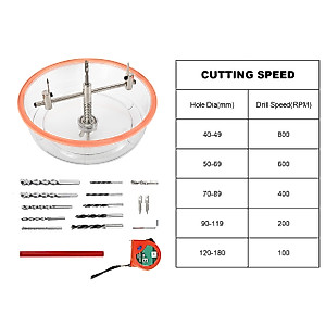 Toolly Adjustable Hole Saw Cutter Kit 1-5/8" to 8" (40-200mm) Twin Blade Circle Hole Saw Cutter with ABS Dust Shield for Making recessed Lights, Speaker Holes or Ventilation Holes