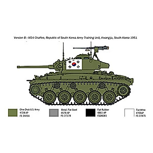 Italeri 6587 M-24 Chaffe Korean War, 1:35 Scale Plastic Model Kit, Plastic Model Assembly, Model Making, Military Vehicles, Green