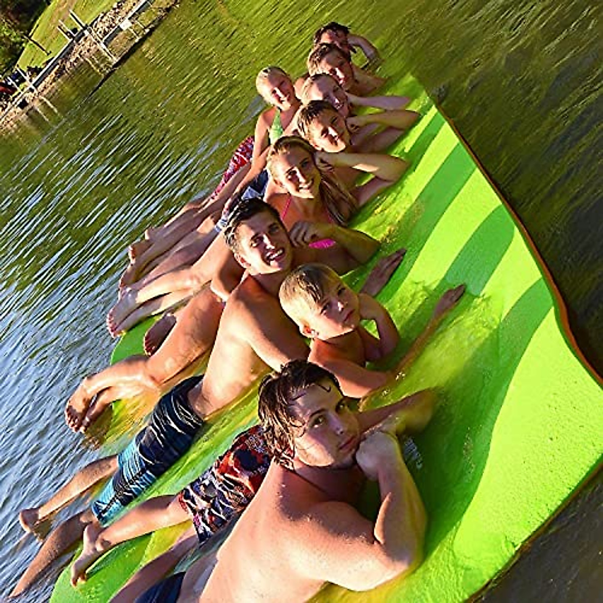 Rubber Dockie RD18OGT2 Floating Pad Foam Water Mat – 18 ft. x 6 ft., Green/Orange