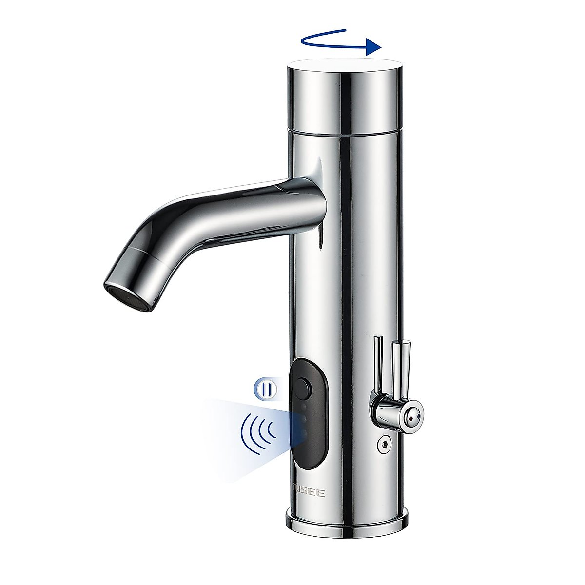 TUSEE Manual and Automatic Faucet, Touchless Bathroom Faucet with One Temperature Control Rod, Chrome, TS-5303C