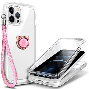 NGB Supremacy Case for iPhone 11 Pro Max, Full Body Protection with [Built-in Screen Protector] Ring Holder/Wrist Strap, Slim Fit Shockproof Bumper Durable Cover Case (Clear)