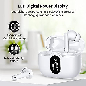 Wireless Earbuds Bluetooth Headphones LED Power Display Earphones Active Noise Cancelling Earbuds Hi-Fi Stereo Sound Ear Buds in-Ear Headphones Air Buds with Charging Case for iPhone Android PC