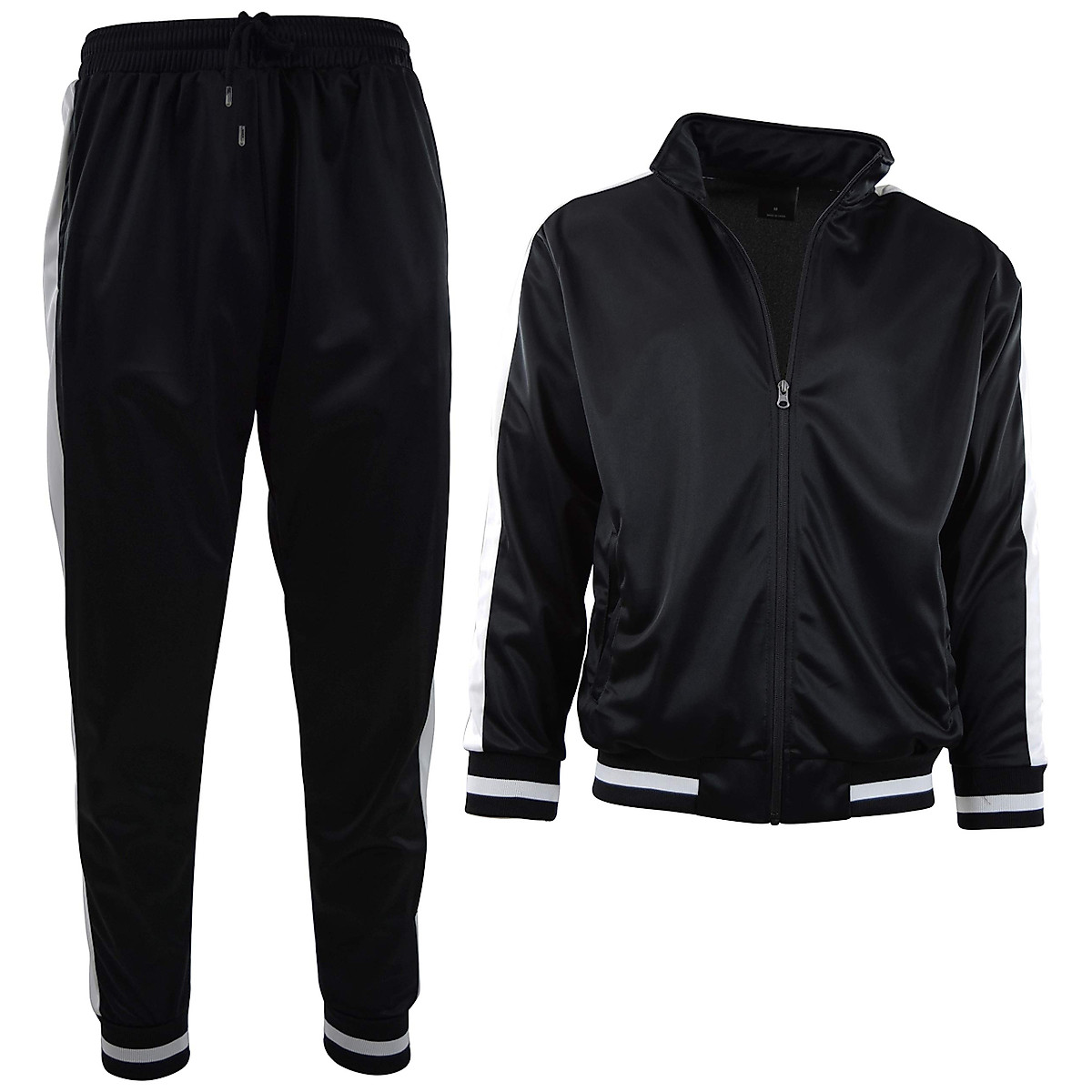 ChoiceApparel Mens Athletic 2 Piece Tracksuit Set (XL, 877-Black)